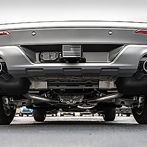 U.S. American Flag Black & Chrome Metal Trailer Hitch Cover