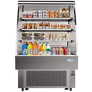 KoolMore - CDA-13C Open Air Merchandiser Grab and Go Refrigerator with LED Lighting and Night Curtain - 13.4 cu.ft