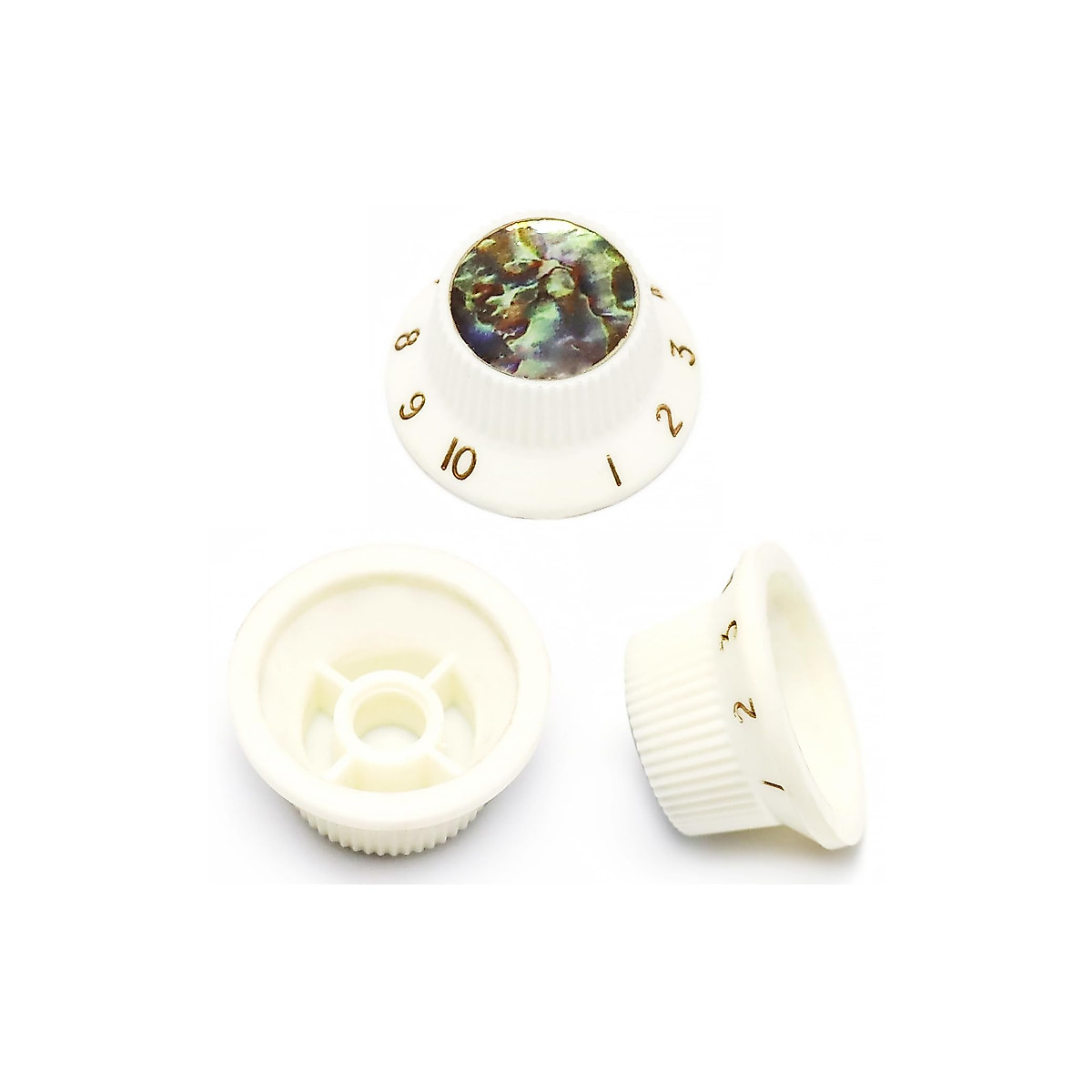 Rubatone Guitar Knobs Abalone Top Speed Control Knobs 6mm Shaft Pots Volumn Tone Knobs Compatiable with Strat Stratocaster Electric Guitar Set of 3Pcs.