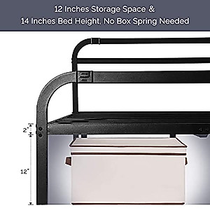 TATAGO 14 Inch Queen Bed Frame with 40 Inch Matte Curved Design Headboard and Footboard, Heavy Duty Metal Platform Mattress Foundation, 3500lbs Extra-Strong Support, No Noise