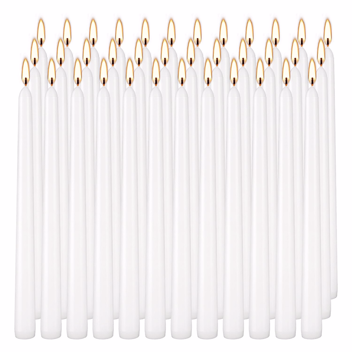 36 Pack 10 inch White Taper Candles, 7-7.5 Hour Burn Time,Unscented Dripless and Smokeless, Elegant Premium Quality Dinner Candle for Home Décor, Restaurant, Wedding, Party Candlesticks
