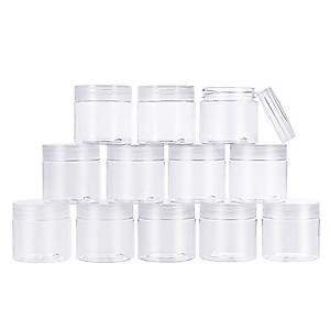 BENECREAT 20 Pack 2oz PET Plastic Round Container Jars with Clear Lids and and Leakproof Gasket for Beads, Crafts, Body Scrub Creams