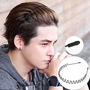9pcs Metal Headband Spring Wavy Hair Band Unisex Hairband for Men Women Sport Hair Hoop Non-slip Headwear Hair Accessories (Black)