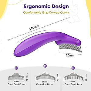 FLUFFEE Cat Brush, 3 In 1 Cat Shedding Brush for Indoor Cats, Cat Grooming Brush for Short or Long Haired Cats with 3 Replaceable Combs, Cat Hair Comb for Removes Undercoats Tangles Loose Fur, Purple