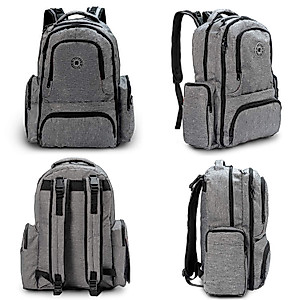 Diaper Tote Baby Nappy Messenger Bag Travel Purse For Mom & Dad w/Stroller Straps & Changing Pad Grey… (Tote)