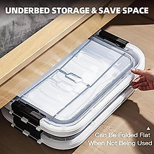Large Storage Bags with Wheels, 2 Pack Heavy Duty Clothes Storage Bins Foldable Closet Organizer Storage Containers Latching Lids, 32Qt Collapsible Storage Box for Clothing, Blankets, Comforters, Bedding and Toys