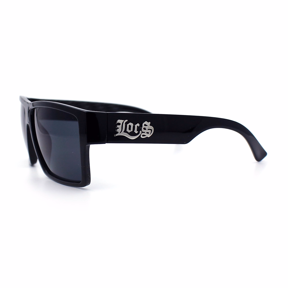 Locs Squared Rectangular Cholo Gangster All Black Sunglasses (Black)