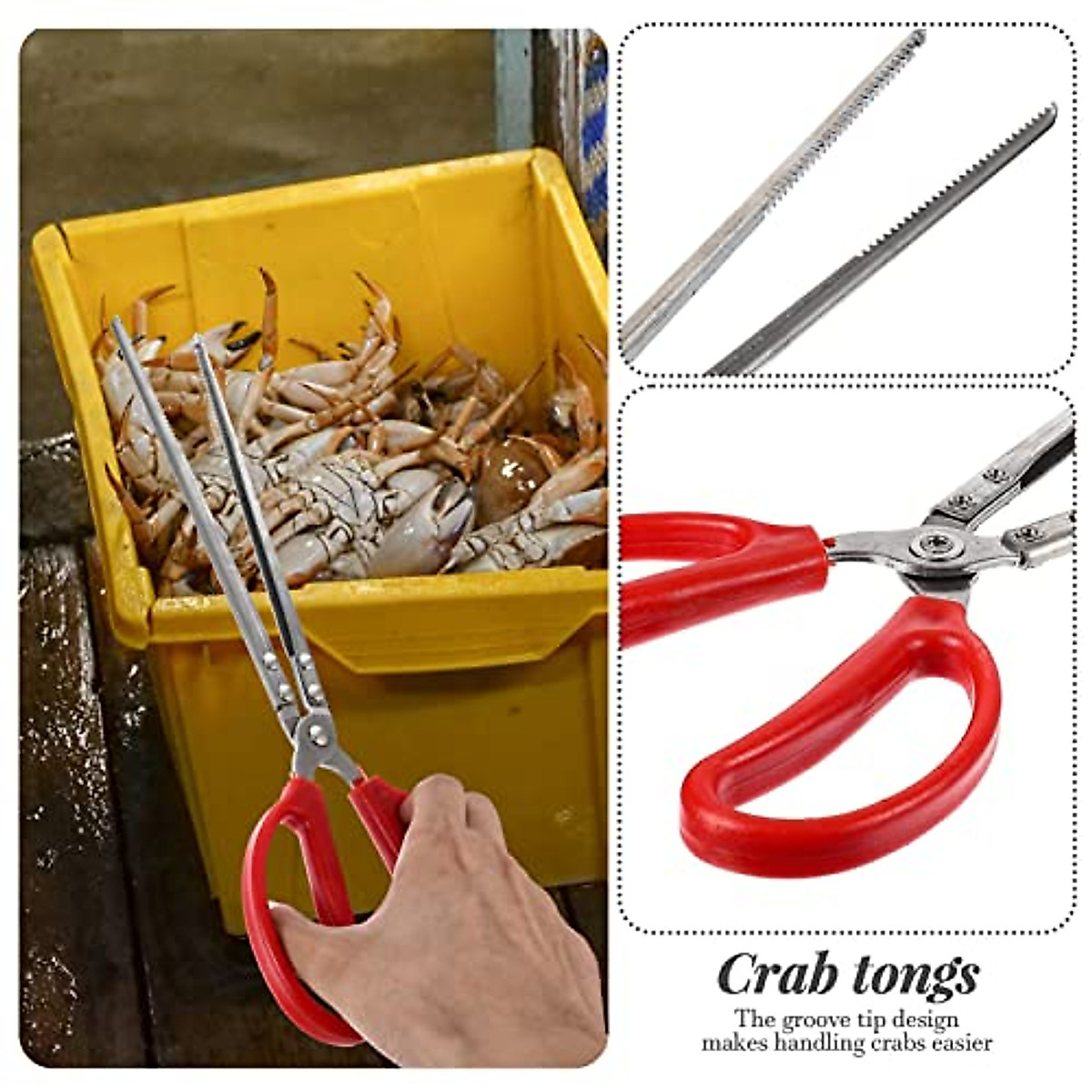 UPKOCH Multi- Steel Garbage Accessory Anti- Pick Slip Tongs Outdoor Style Cooking Garden Function Grilling Crabs BBQ Tool Portable Elderly Stainless Live Nabber Reacher for Trash Crab