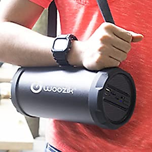 WOOZIK Rockit Go / S213 Bluetooth Speaker, Wireless Boombox Indoor/Outdoor with FM Radio,Micro SD Card, USB, AUX 3.5mm Support, Rechargeable Battery, Strap for Travel, Great for Parties! - Black