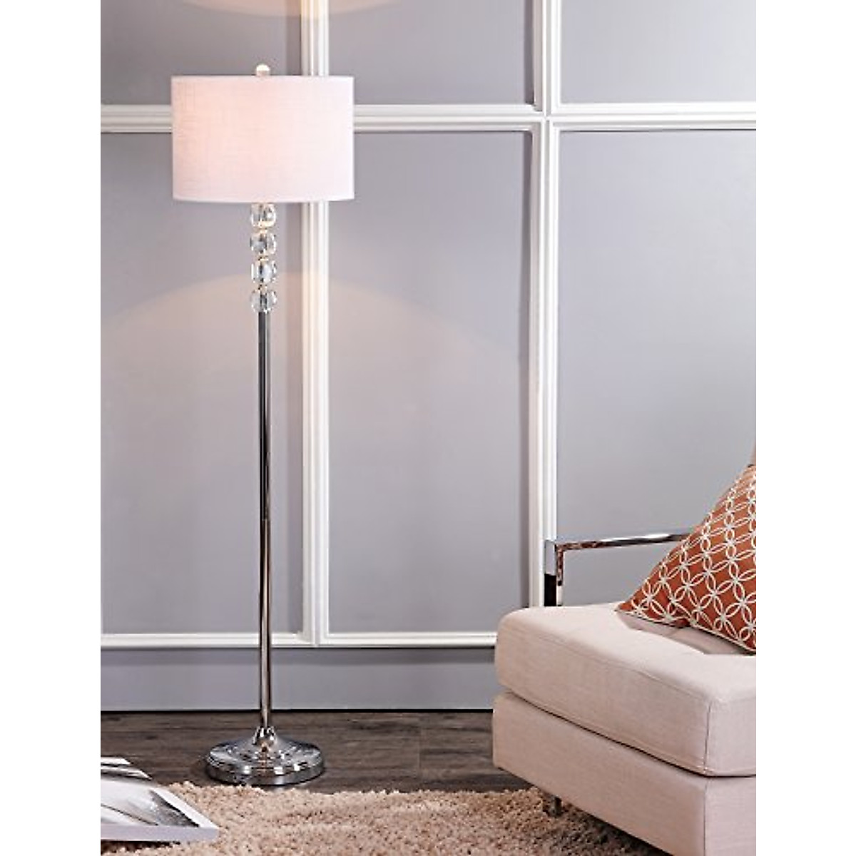 JONATHAN Y JYL2028A Aubrey 59.5" Crystal/Metal LED Floor Lamp Contemporary,Glam,Transitional for Bedrooms, Living Room, Office, Reading, Clear/Chrome