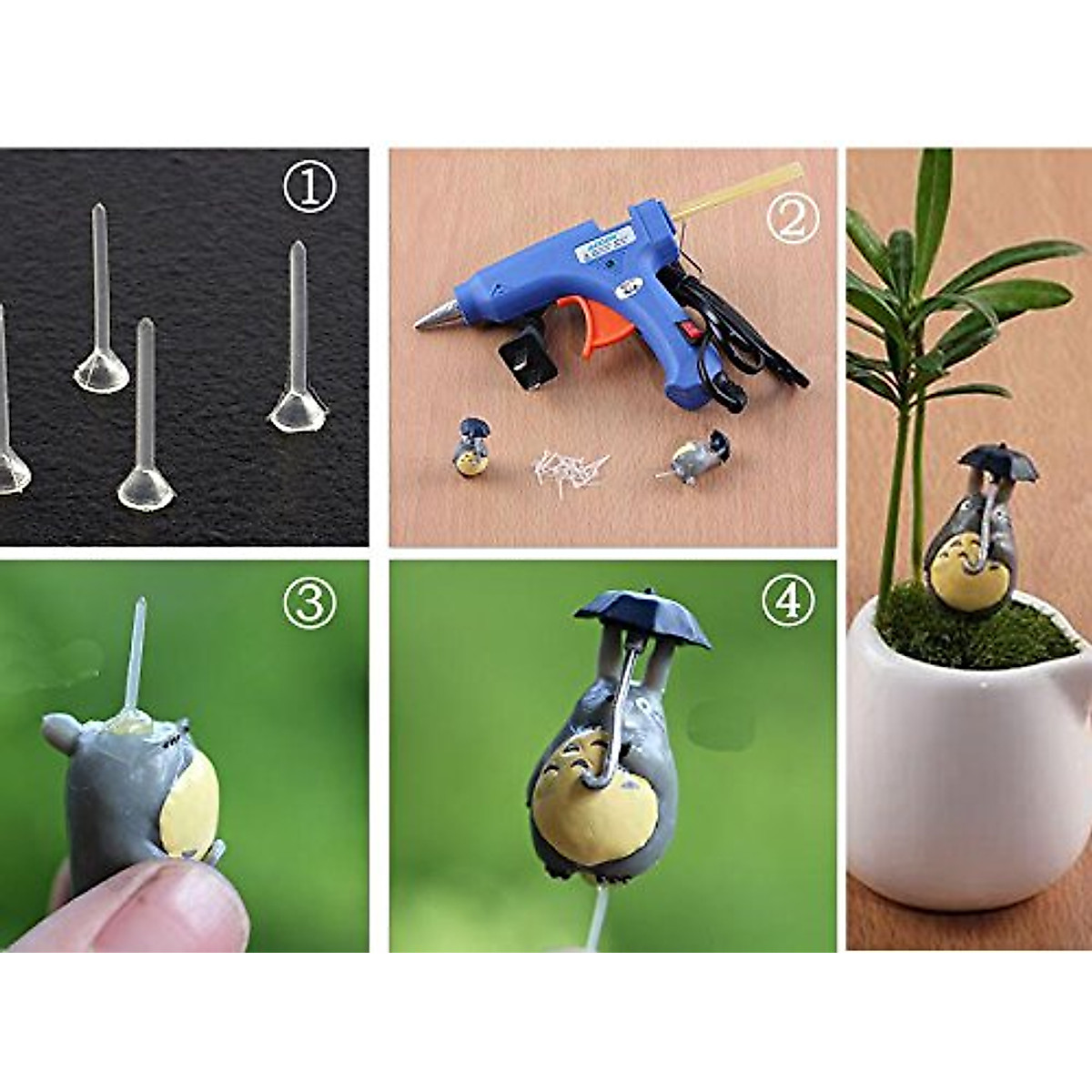 50 PCS Fairy Miniature Ornament DIY Kit and 4 PCS Artificial Succulent Plants for Garden Dollhouse Decoration