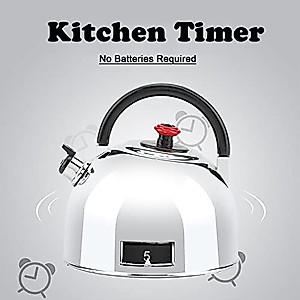Eboxer 60 Minute Mechanical Kitchen Timer, Teapot Shaped Cooking Timer Clock, Stainless Steel Wind Up Dial Rotating Countdown Egg Timer, Sets from 0 to 60 Minutes
