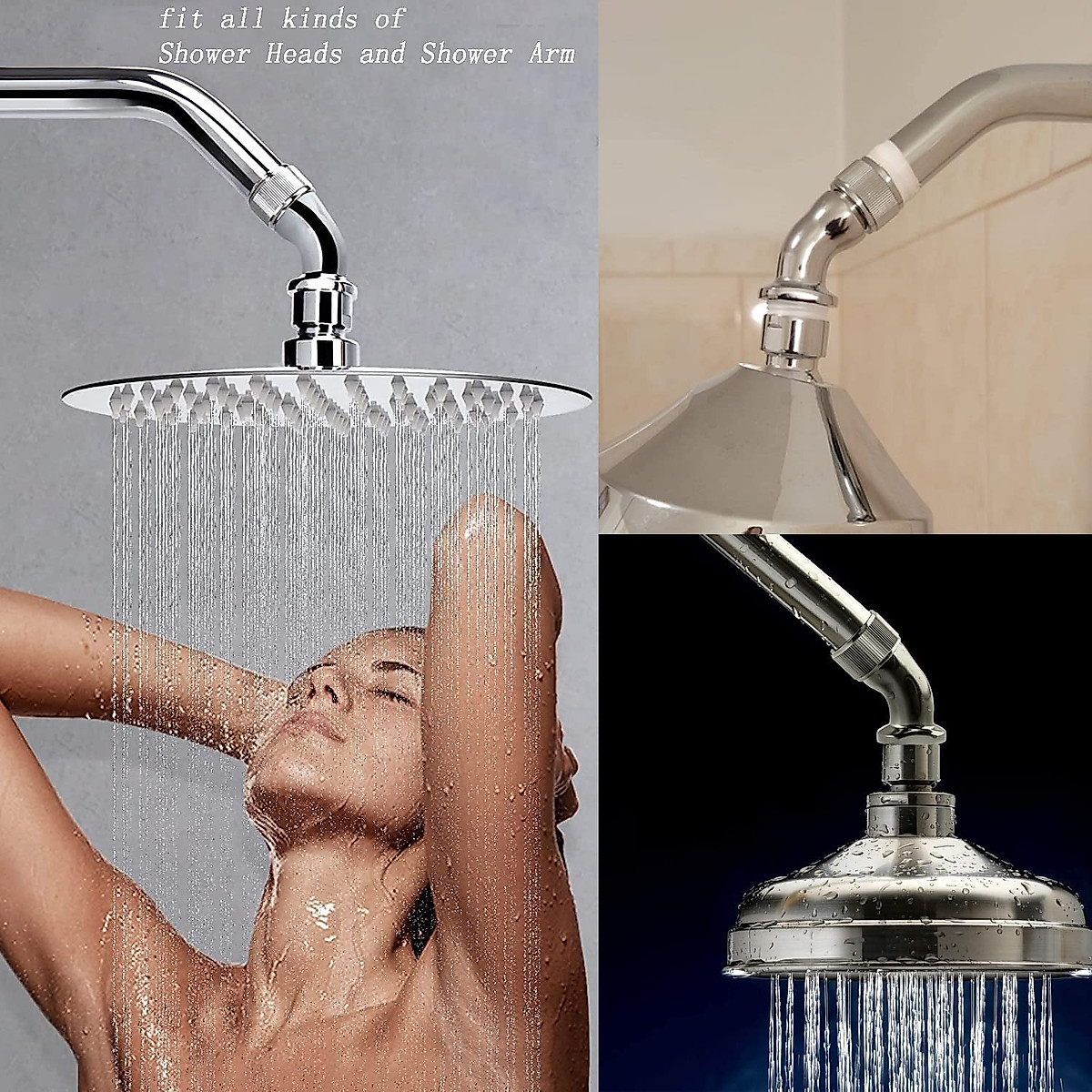 Darineey Shower Elbow Adapter for Shower Head 45°Angle G1/2 Male to Female Shower Head Extender Connector