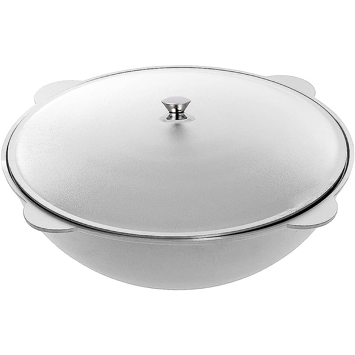 Cast Aluminum Asian Cauldron (Kazan) with Lid, Aluminum Kazan, Dutch Oven Pot, Camping Cookware Kitchen Pot, Oven Safe Aluminum Caldero, Gray (15 L)