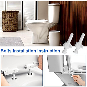 BUWUSMU Replacement Toilet Seat Screws, Kit with Plastic Hinge Bolt Screws, Nuts, and Washers for Top Toilet Seat Repair (White, 4 Pieces)