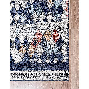 Rugs.com Morocco Collection Rug – 8' x 10' Navy Blue High-Pile Rug Perfect for Living Rooms, Large Dining Rooms, Open Floorplans