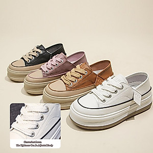 AUNTHUI Women's Lace-Up Flat Shoes Platform Sneakers,Comfortable Casual Walking Anti-Slip Fashion Low Top Tennis Sneakers (Brown,7)