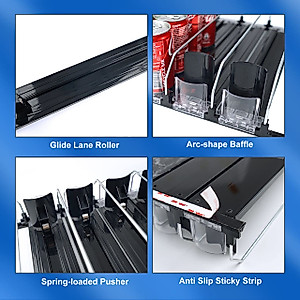 BUDO Drink Dispenser for Fridge, Soda Can Self-Pushing Organizer, Adjustable Width Beer Pop Water Bottle Storage for Refrigerator Kitchen Pantry (15inch, 5 Rows)