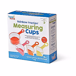 hand2mind Rainbow Fraction Measuring Cups, Fraction Manipulatives, Kids Measuring Cups, Baking Supplies For Kids, Visual Measuring Cups, Unit Fraction, For Kids Kitchen, Montessori Kitchen (Set of 4)
