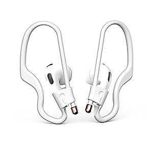 Ear Hooks for AirPods Pro 3/ 2 /1 Earbuds Accessories Anti-Lost Loop Anti-Slip Strap Multi-Dimensional Adjustable for Running Jogging Cycling Gym Silicone (White)