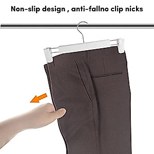 DEDU Pants Hangers with Clips White 12 Pack, Skirt Hangers for Women Plastic Adjustable, Short Hangers for Closet Non Slip 360 ° Swivel Hooks