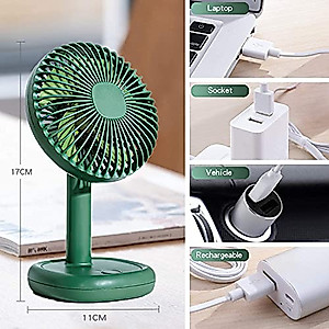 NC Small Desk Fan for Office Table, Cute but Mighty, 3 Speeds, USB Powered, 60° Adjustment, Quiet Portable Personal Fan ,for Home Office Bedroom or Outdoor Use(green)