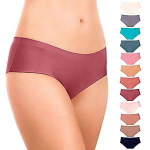Alyce Ives Intimates Seamless Bikini Underwear for Women, 12 Pack No Show Panties, Laser Cut, Invisible under Yoga Pants