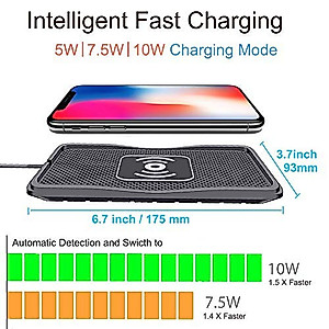 Wireless Charger，POLMXS Car Wireless Charging pad 10W Fast Wireless car Charger qi Phone Charger pad for car Wireless Phone Charger for Andriod Cell Phone Charging mat Galaxy Note10/S21/S10/S9(C3)
