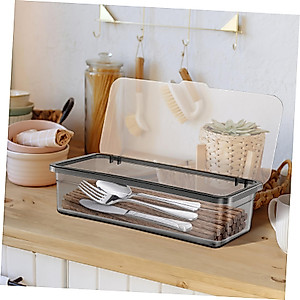 Cabilock Kitchen Drawer Organizer With Lid:3 Pcs Flatware Tray Silverware Tray Kitchen Cutlery Tray and Utensil Storage Container for Flatware and Silverware