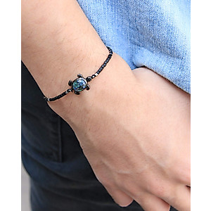 KELITCH Turtle Bracelets Abalone Shell Beads Bracelet Adjustable Friendship Bracelet Tropical Beach Sand Bracelet for Women