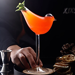 Yardwe Glass Cups 4pcs Bird Cocktail Glasses Clear Glass Martini Glasses Glass Goblets for Whiskey Margarita Aperitif Bar Pub Martini Glasses for Kitchen Bar Party Wedding Flamingo