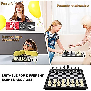 Aomola Travel Chess Set for Kids and Adults 3 in 1 Magnetic Chess Checkers Backgammon Folding Board Games Educational Toys with Storage Bag, 9.8" x 9.8"