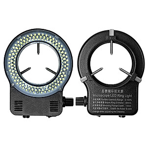 144 64 LED Ring Light Illuminator for Stereo Microscope, Adjustable Ring Light Lamp Industry Monocular Binocular Trinocular Soldering Stereo Repairing Microscope Video Camera (64 LED Detachable Plug)