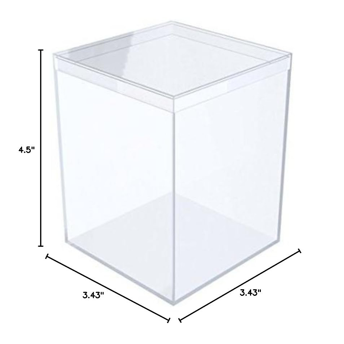 Clear Plastic Box - 3 7/16" Square X 4 1/2" Tall - 6 Boxes Per Pack
