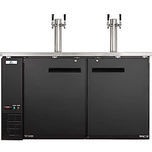 Beer Keg Dispenser Kegerator Commercial Refrigerator Beer double Taps 60" - Black, Half-KegX2, TowerX2,2 Taps