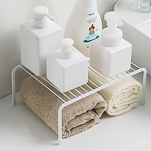 1 Tier Under Sink Organizers and Storage, Kitchen Bathroom Cabinet Organizer with Hooks,Cabinet Basket Storage Shelf,White