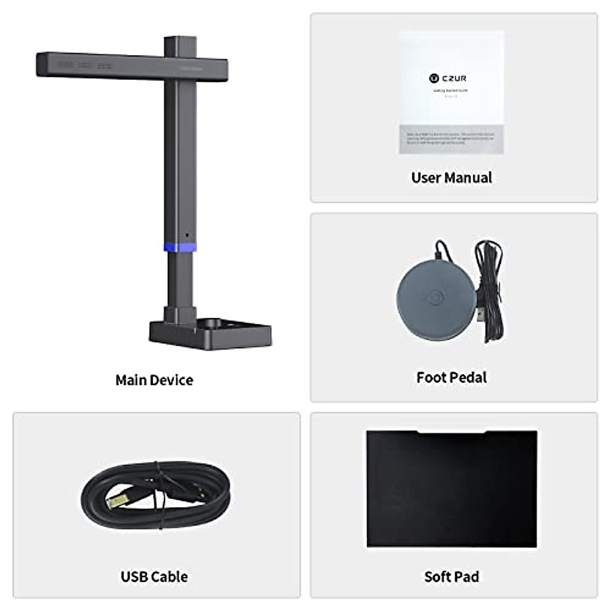 CZUR Shine Ultra Pro Portable Document Scanner, 24MP Book Scanner, Max DPI 440, USB Document Camera, A3 Large Format Book Scanner, Adjustable Height, for Windows & Mac