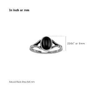 Silvershake 8X6mm Natural Black Onyx 925 Sterling Silver Solitaire Casual Gemstone Ring Size 7