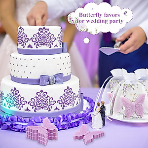 Dunzy 30 Set Butterfly Theme Baby Shower Favors for Guests Butterfly Soap Favors with Thanks You Cards Gift Bags Gender Reveal Baptism Decorations Wedding Bridal Party Favor (Purple)