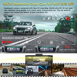 4K Dash Cam Front and Rear WiFi, Dash Cam 2160P 30fps Dash Camera for Cars W/GPS APP Car Camera W/Free 64GB Card, Dashcam W/Night Vision 24hrs Parking Mode G-Sensor Loop Recording WDR
