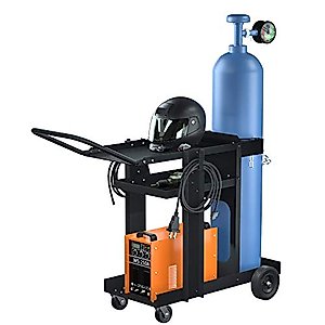 Reliancer 3-Tier Rolling Welding Cart MIG TIG ARC Plasma Cutter Machine Heavy Duty Welding Welder Cart 180 Lbs Weight Capacity with Tank Storage & 2 Cable Hooks & Safety Chain Plasma Cutting Equipment