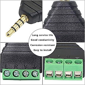 GELRHONR 3.5mm 4 Screw Terminal Adapter, 1/8 Inch 4 Pole Stereo TRRS Audio Plug Solderless Converter for Headphone Headset and Earphone（3-Pack）