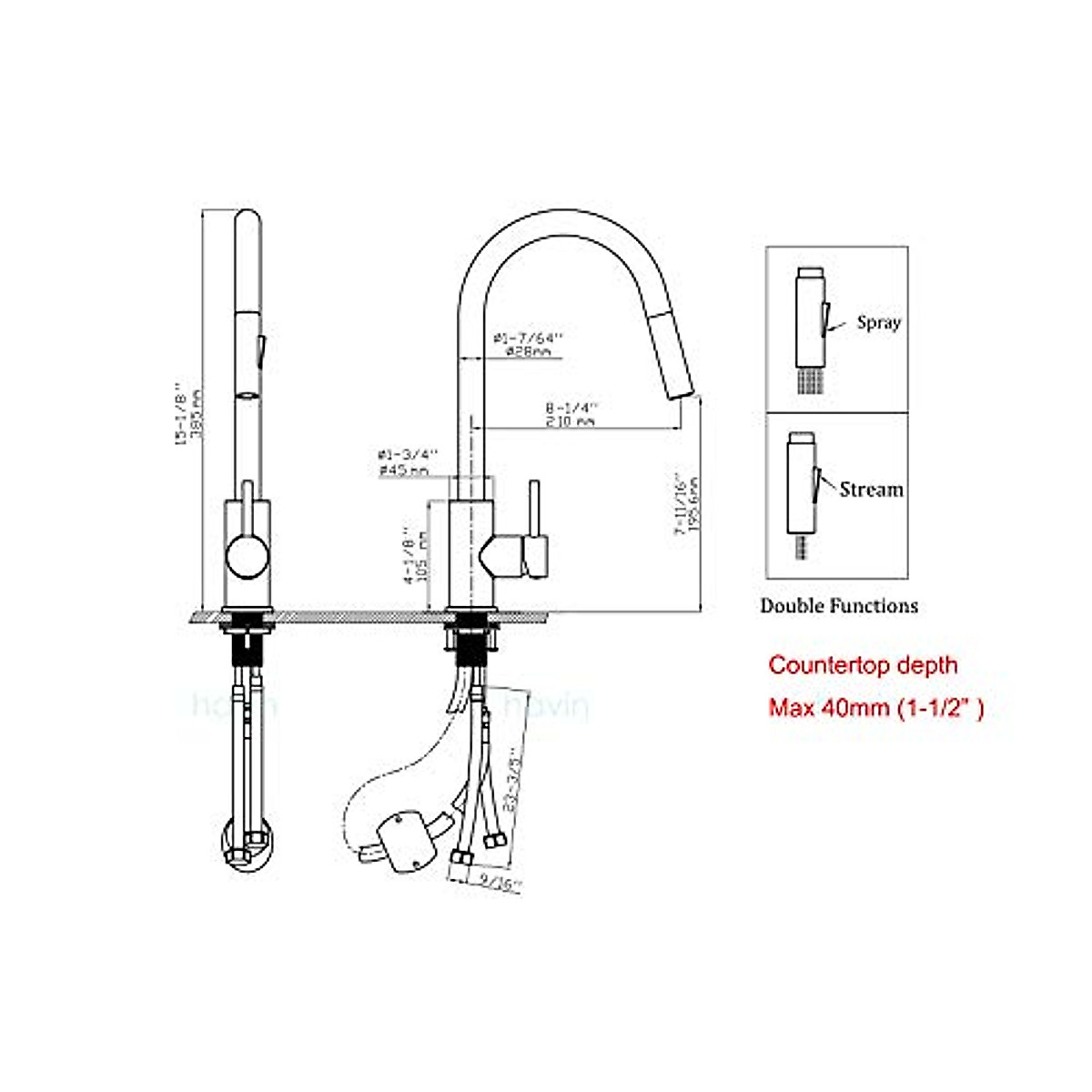 Havin Gold Kitchen Faucet with Pull Down Sprayer, High Arc Stainless Steel Material, with cUPC Ceramic Cartridge,with 10" Deck Plate,Fit for 1 or 3 Holes Kitchen Sink or Laundry Sink,Brushed Gold