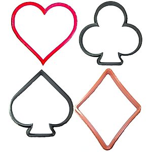 FRENCH SUIT SYMBOLS PLAYING CARDS DECK SPADE HEART DIAMOND CLUB SET OF 4 COOKIE CUTTER USA PR1174