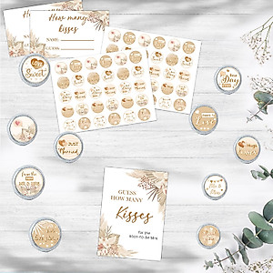 Guawubiang Bridal Shower Cards, How Many Kisses Standing Sign, 50 Guessing Cards 180 Baby Shower Kisses Stickers, How Many Kisses Bridal Shower Game Cards