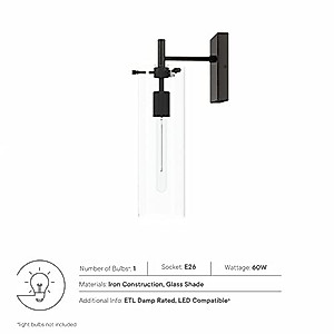 Modway Skylark Wall Sconce in Clear Black, 5 x 8.5 x 17