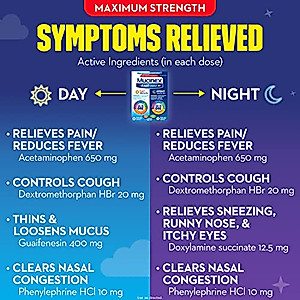 Mucinex Fast-Max Maximum Strength Cold & Flu Day and Night Medicine, All-in-One Multi-Symptom Relief Liquid Gels – 24 count (16 Day time + 8 Night time) (Packaging May Vary)