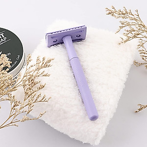 KINGHOOD Copper Single Blade Razor for Gentle & Close Shave - Double Edge Safety Razor with 10 Blade Refills, Long Handle, Weighted Razor, Eco-Friendly & Less Irritation Perfect for Sensitive Skin