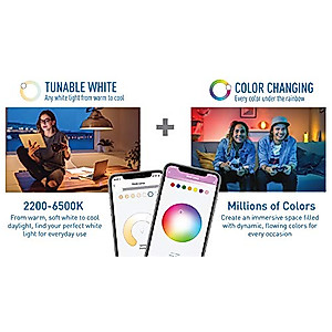 Cree Lighting Connected Max Smart Led Bulb A19 60W Tunable White + Color Changing, 2.4 Ghz, Works With Alexa And Google Home, No Hub Required, Bluetooth + Wifi, 1Pk