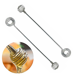 AKOAK 2 Pieces 304 Stainless Steel Honey Stick Dippers Spoon Stirring Bar Swizzle Sticks for Serving Syrups,Frosting,Melted Chocolate